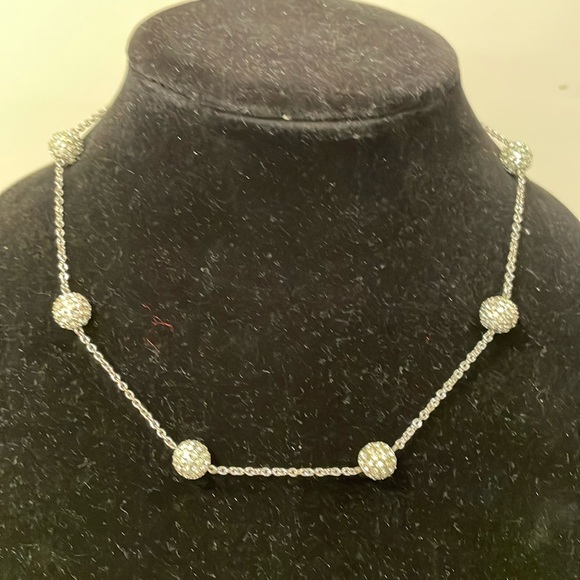 Source Unknown | Jewelry | 9 Necklace Silver With Rhinestone Studded ...